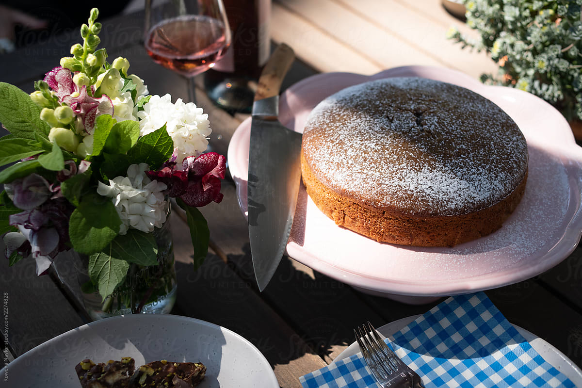 "Cake Served For Afternoon Tea In The Garden" by Stocksy Contributor ...