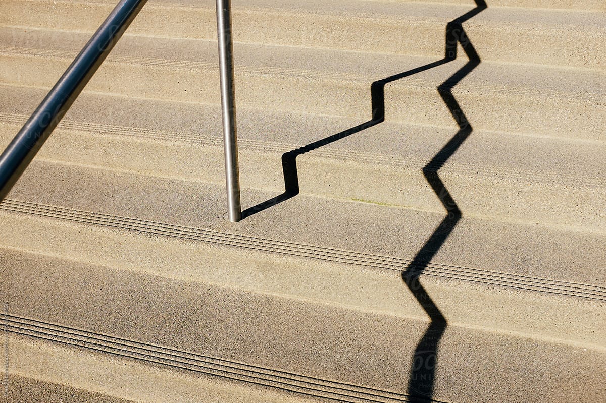 "Handrail Creating Shadows On Urban Stairs" by Stocksy Contributor ...