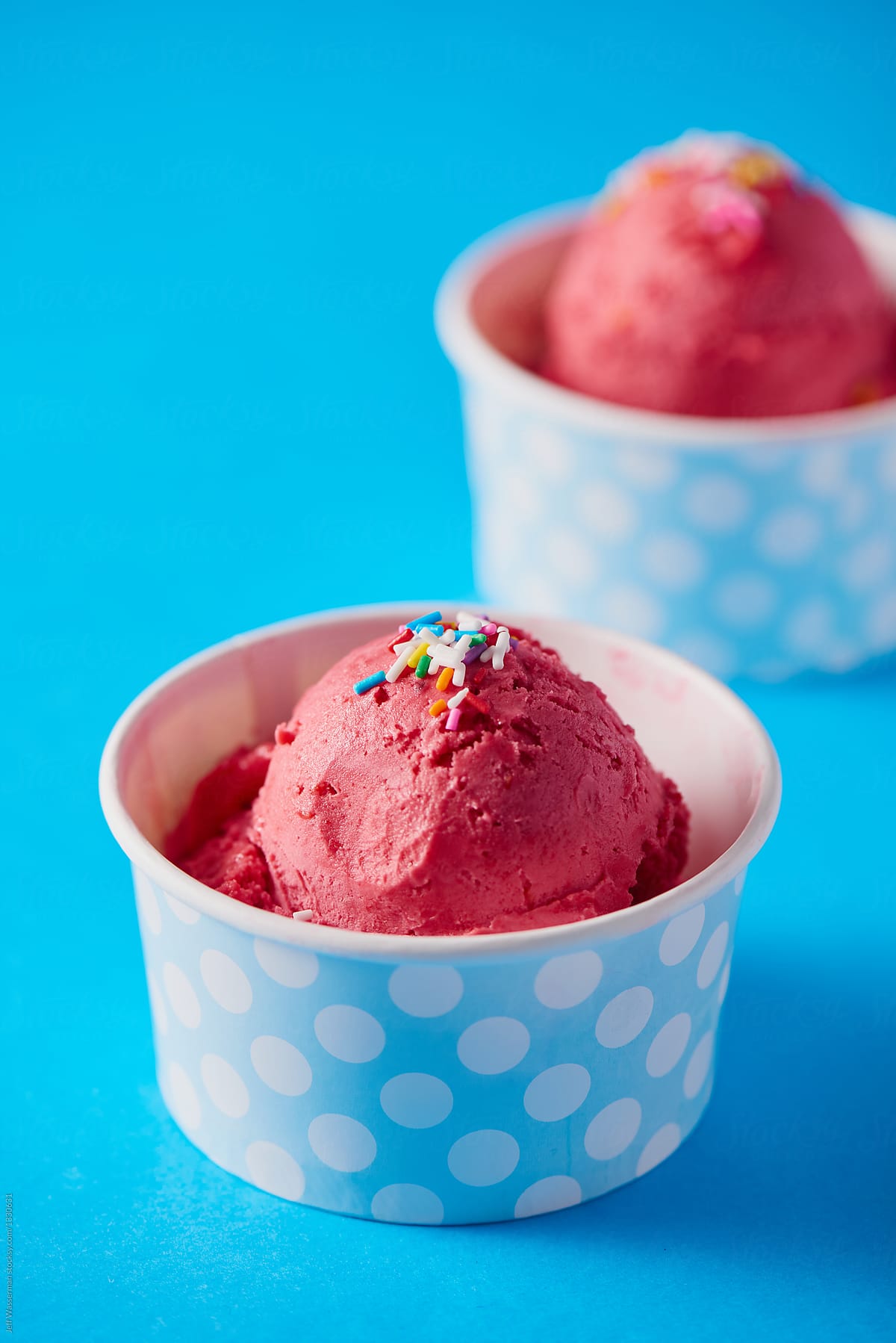 "Raspberry Gelato With Sprinkles On Blue Background" by Stocksy ...