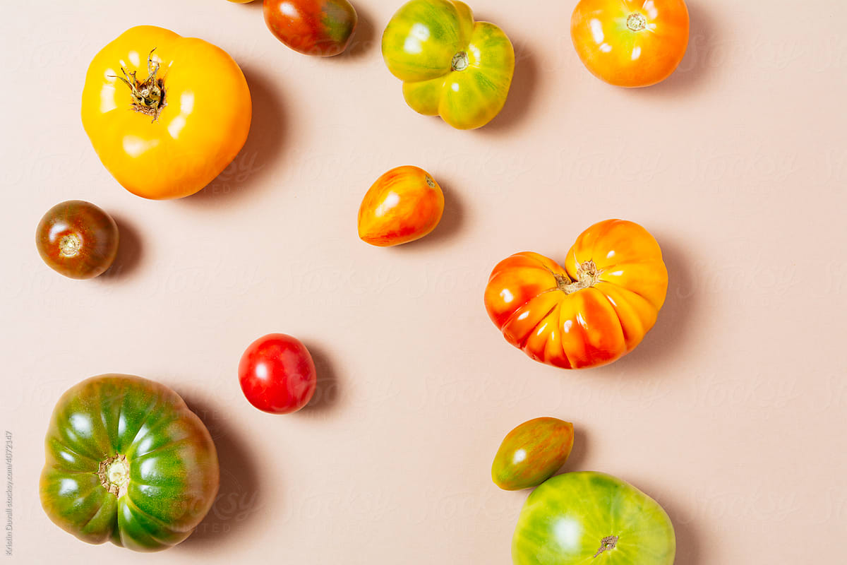 "Top View Heirloom Tomatoes" by Stocksy Contributor "Kristin Duvall ...