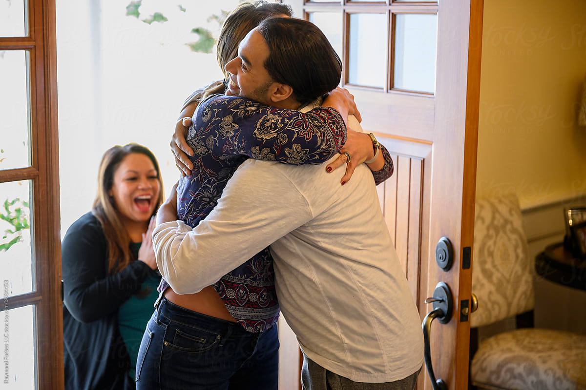 "Newborn Hispanic Parents Meeting Baby With Doula" by Stocksy ...