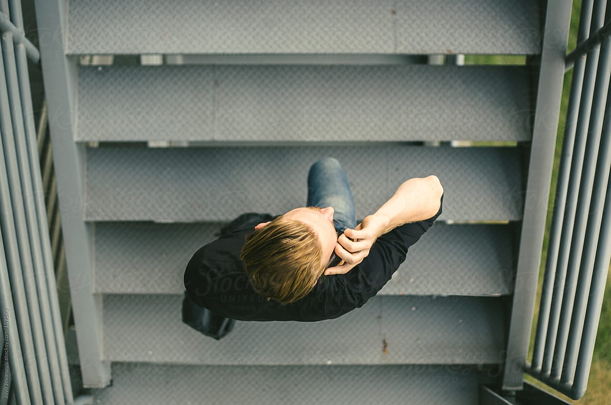 "Overhead View Of Busy Man Walking Upstairs" by Stocksy Contributor ...