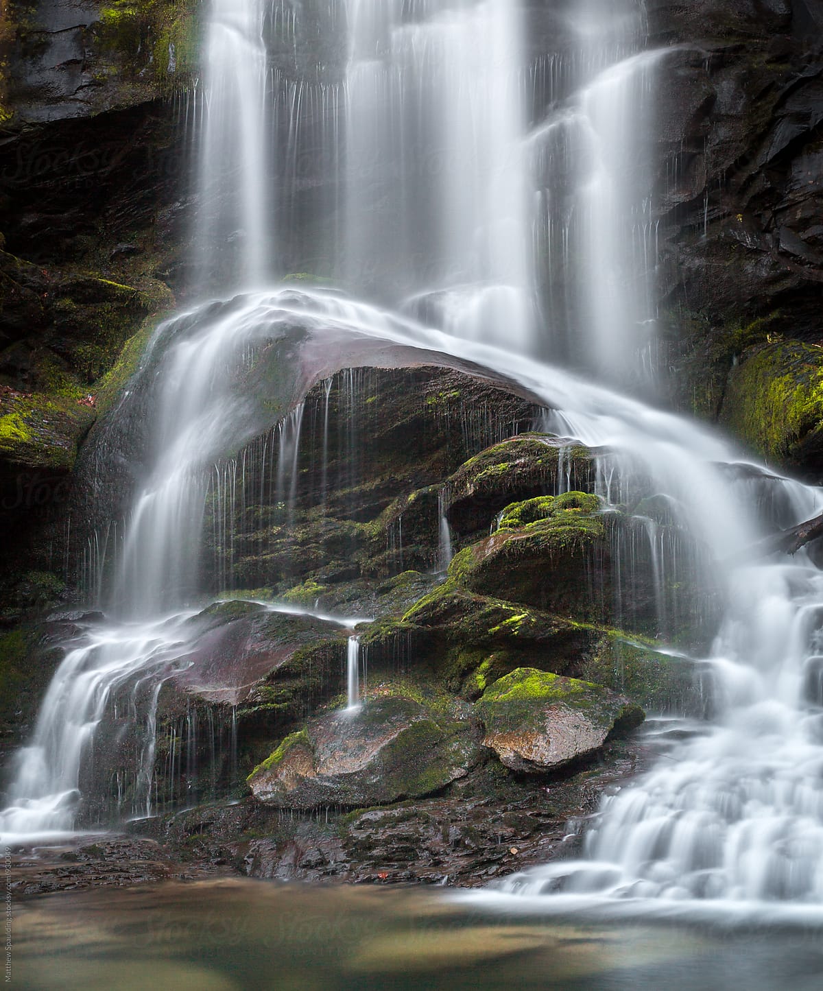"Waterfall And Moss Covered Rocks In North Carolina Forest" by Stocksy ...