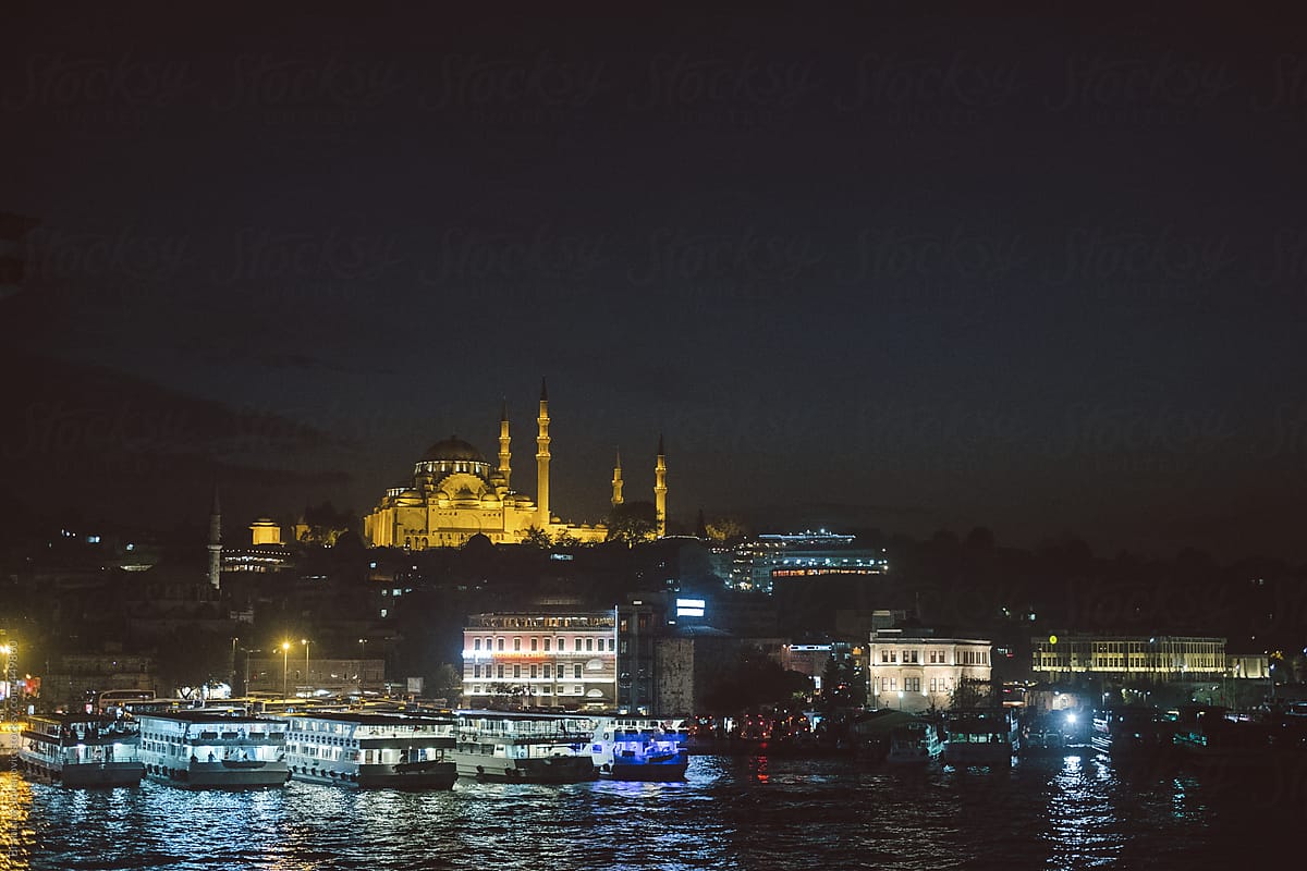 "Istanbul Cityscape At Night" by Stocksy Contributor "B Krokodil" - Stocksy