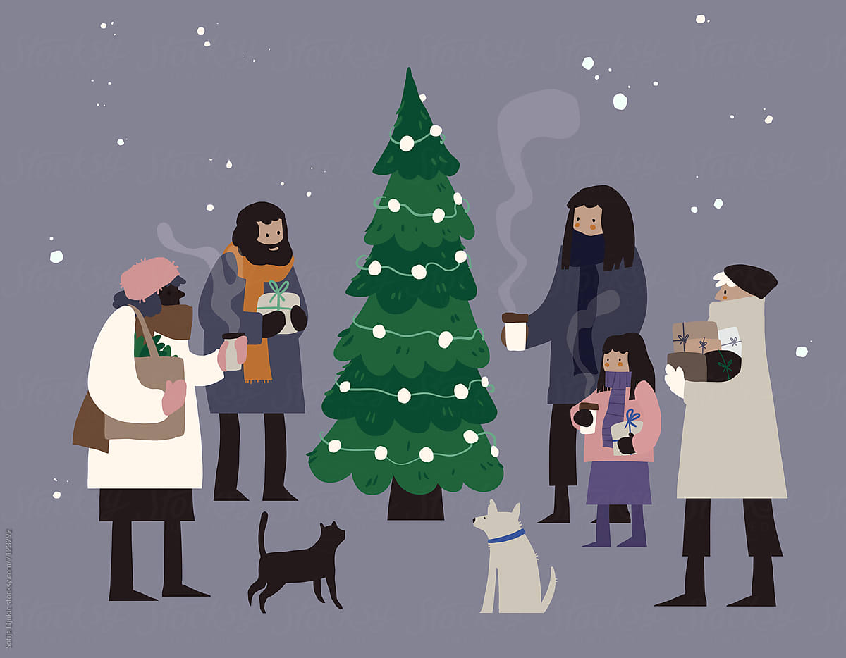 "Group Of People Around The Christmas Tree" by Stocksy Contributor ...