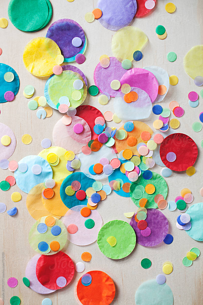 "Close Up Of Colourful Confetti On A Ply Wood Table Top" by Stocksy ...