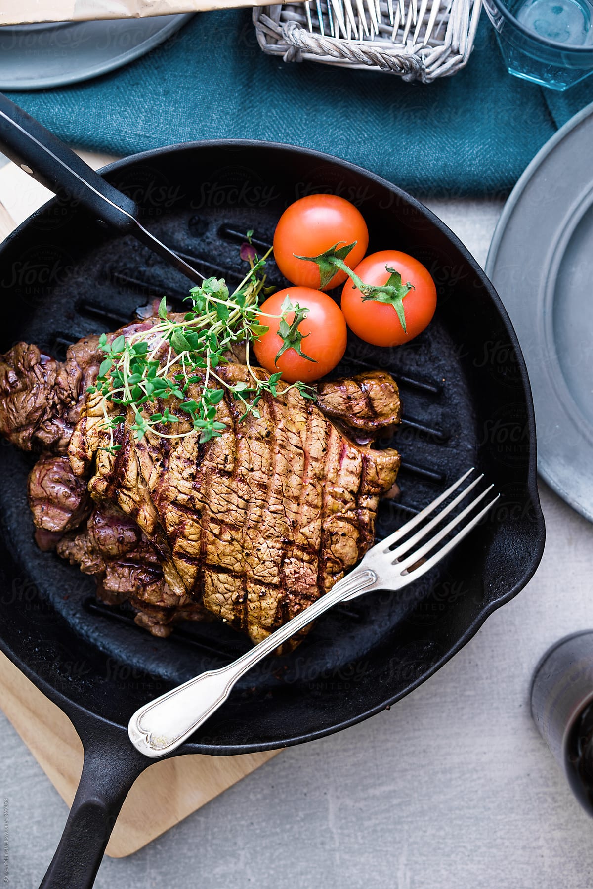 "Overhead View Of Two Cooked Aberdeen Angus Beef Steaks." by Stocksy ...