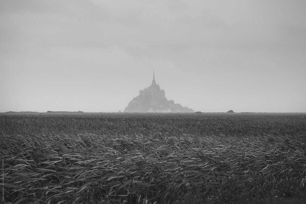 "Mont Saint Michel (Normandy, France) And Corn Field Under Heavy Rain ...