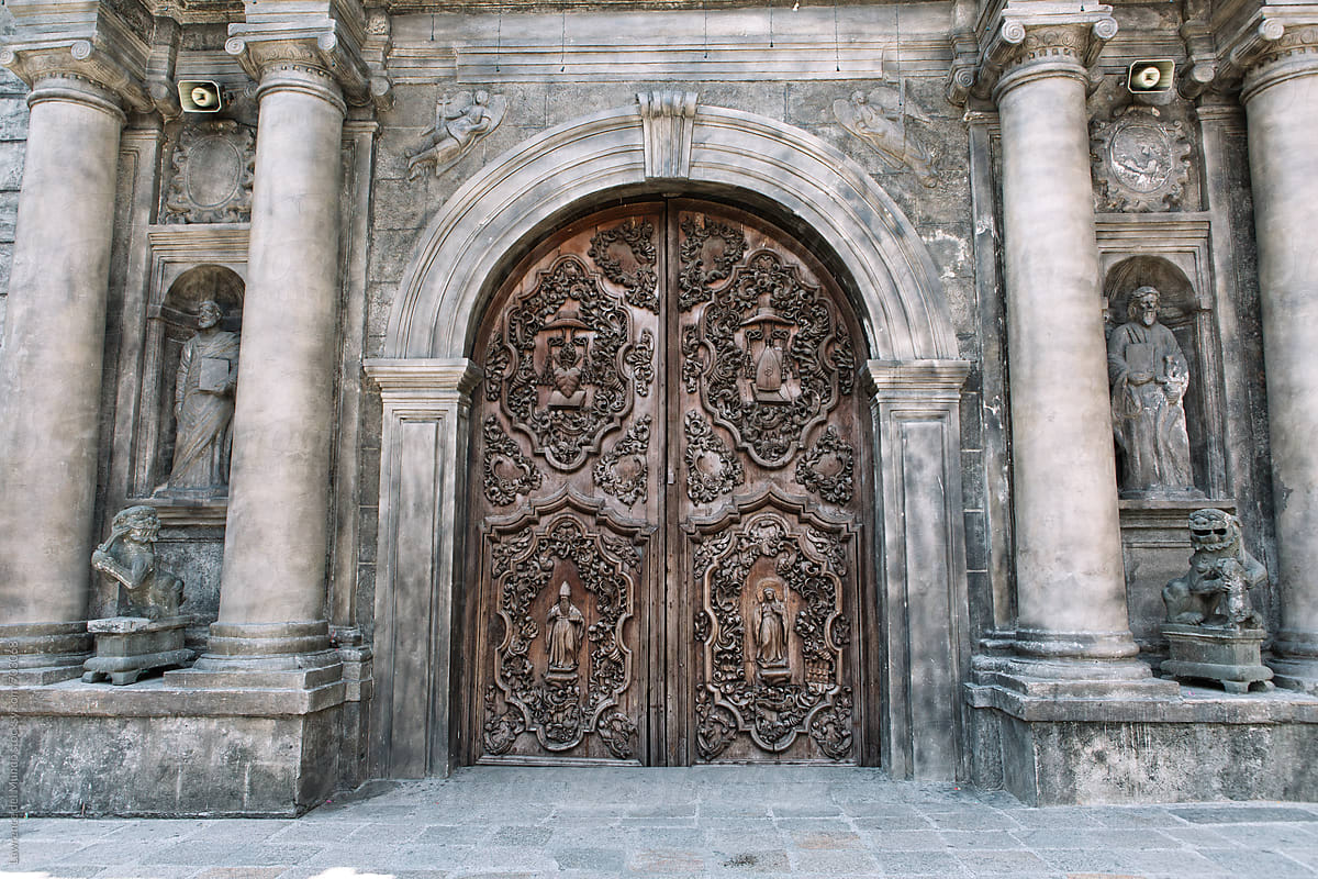 "Intricate Details On A Beautiful Wooden Church Door" by Stocksy ...