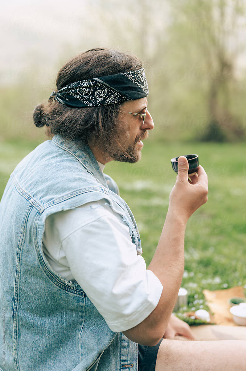 Side View Man With Bandana