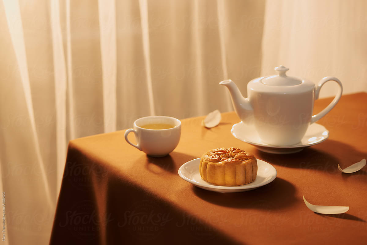 "Tasty Moon Cake For Mid-Autumn Festival On Bright Table" by Stocksy ...