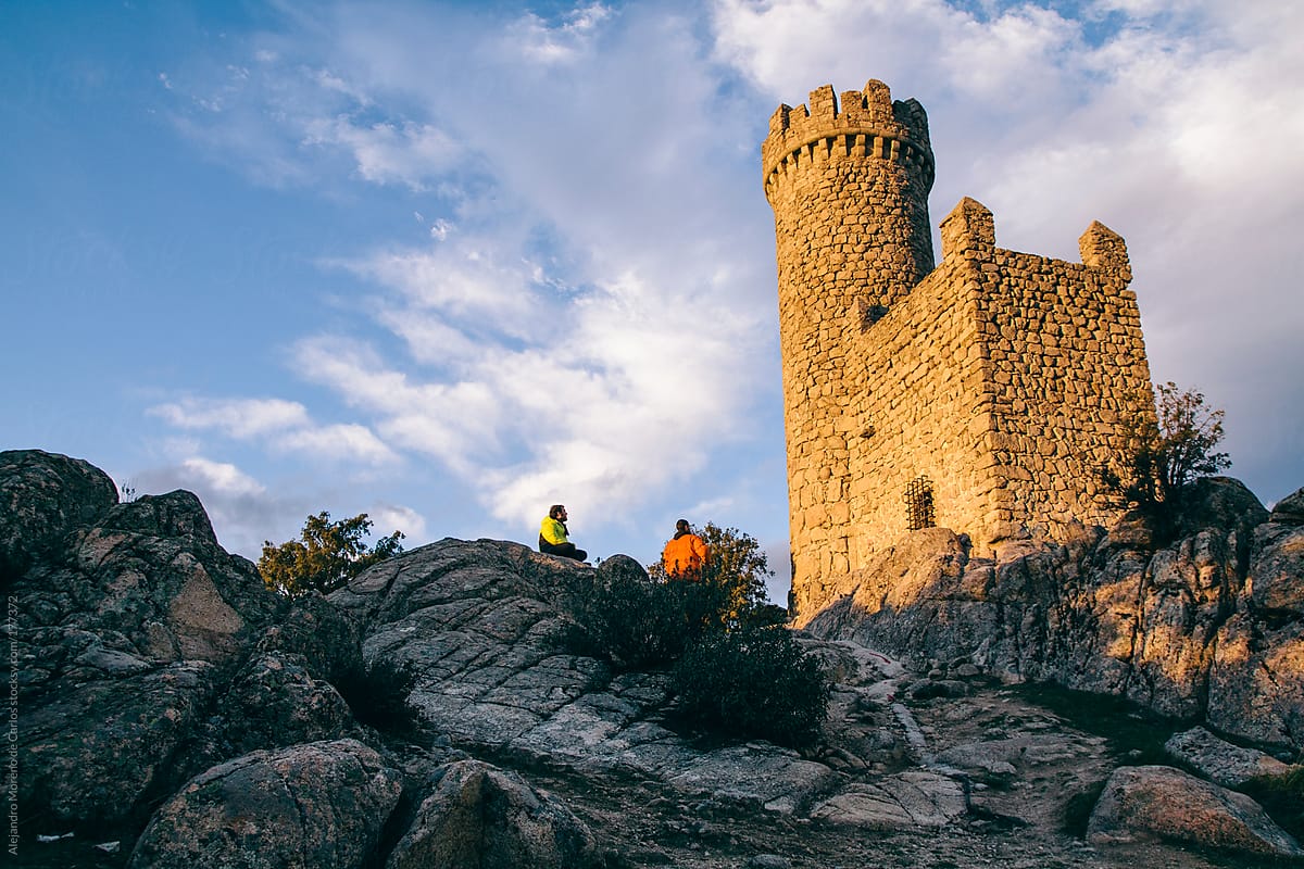 "Castle Medieval Tower At Sunset And Two Young Men" by Stocksy ...