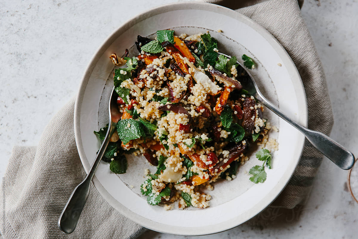"Roasted Vegetable And Millet Salad, With Herbs." by Stocksy ...