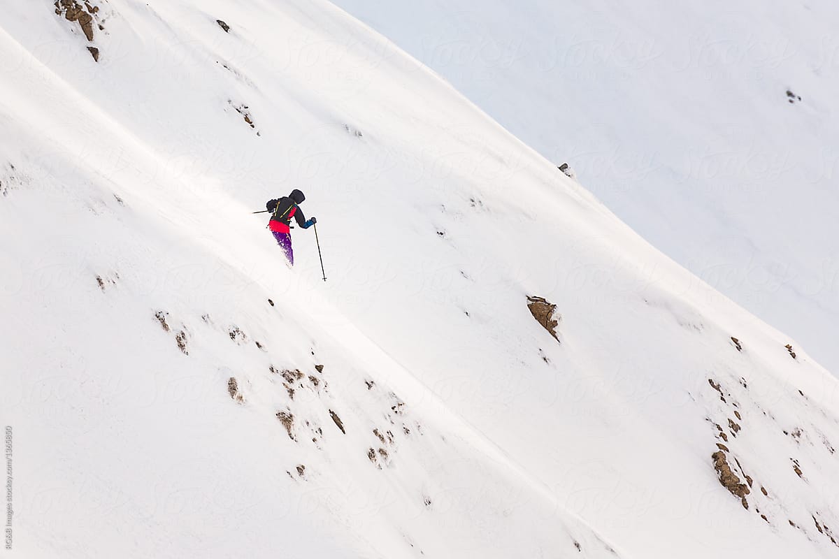 "Male Skier Freeriding Off Piste On Steep Slope" by Stocksy Contributor ...
