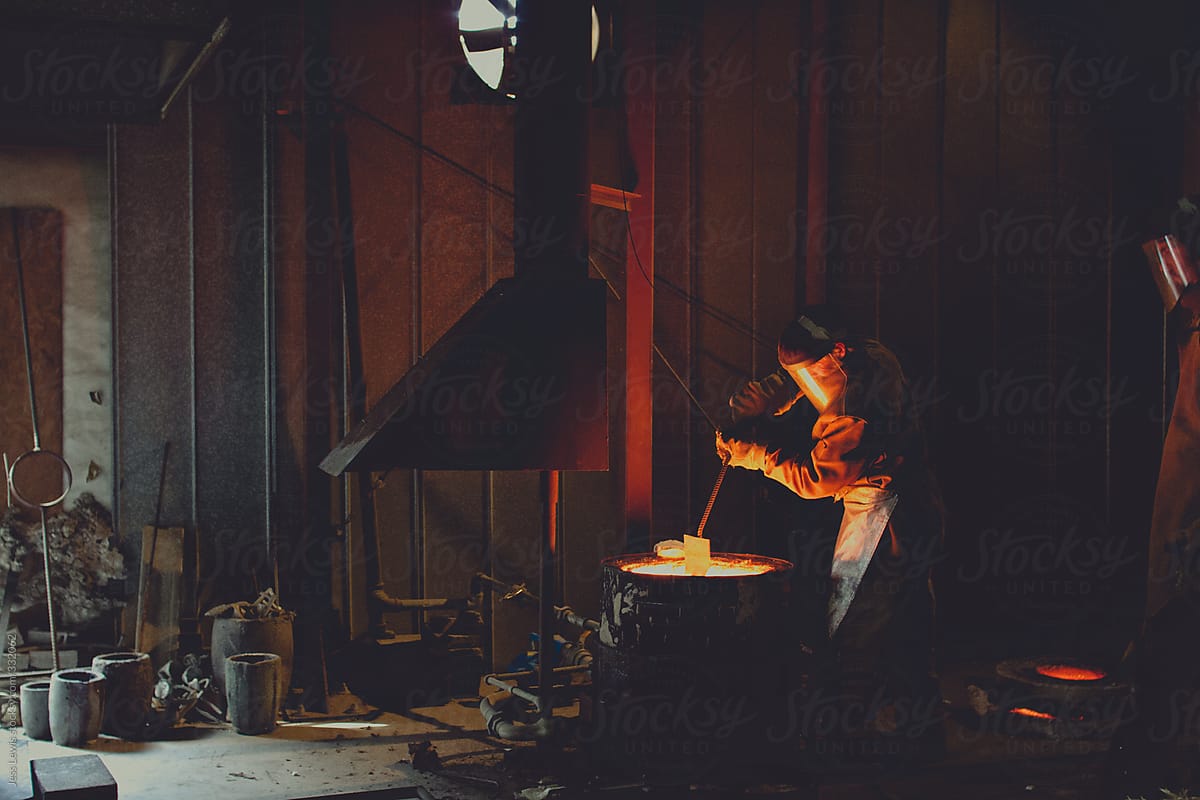 "Craftsman Preparing Bronze In Furnace" by Stocksy Contributor "Jess ...