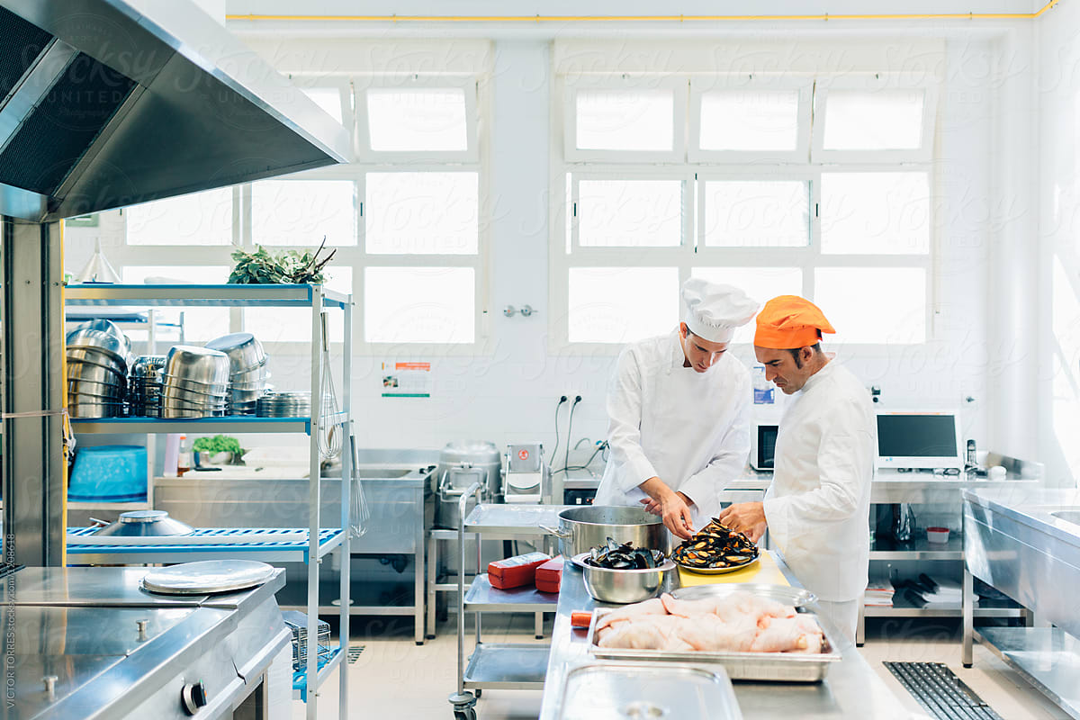 "Chefs Cleaning Mussels In A Professional Kitchen" by Stocksy ...