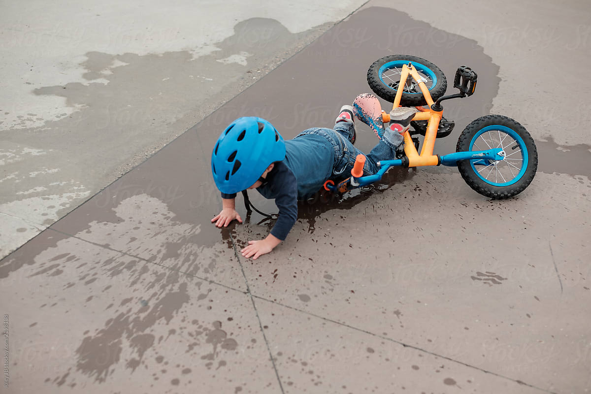 "A Small Boy Just After Crashing Into A Puddle On His Bicycle" by ...