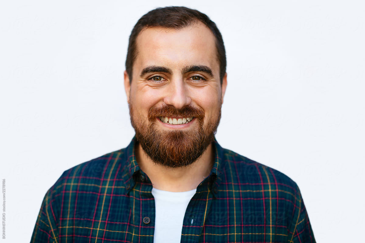 "Bearded Young Man On White." by Stocksy Contributor "BONNINSTUDIO ...