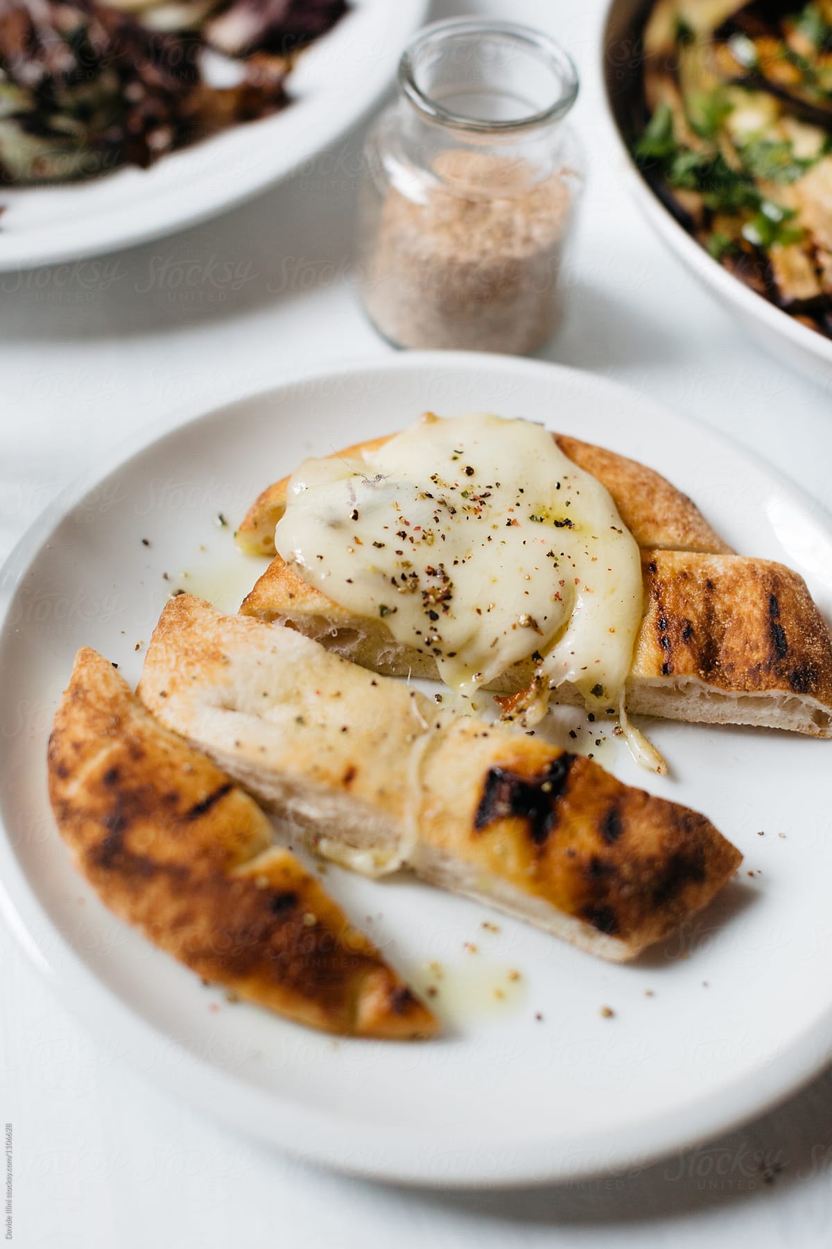 "Toasted Bread With Melted Cheese And Mixed Grilled Vegetables." by ...