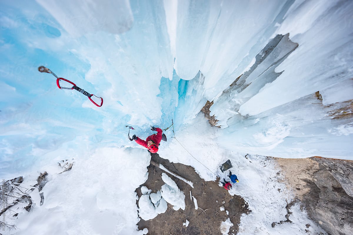 "Female Ice Climber Ascending On Frozen Watrefall" by Stocksy ...