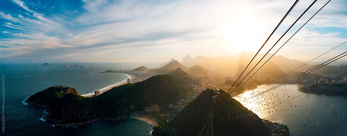 "Rio De Janeiro Skyline With Christ The Redeemer Seen From Sugarloaf ...
