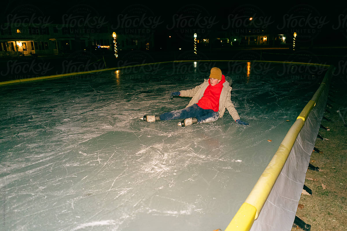 "UGC Of Tween Boy Falling On Skating Rink At Night" by Stocksy ...