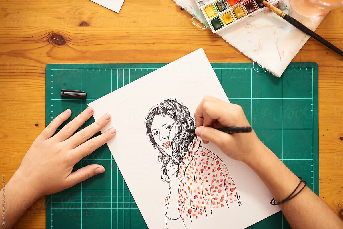"Woman's Hands Drawing Portrait With Pen" by Stocksy Contributor ...