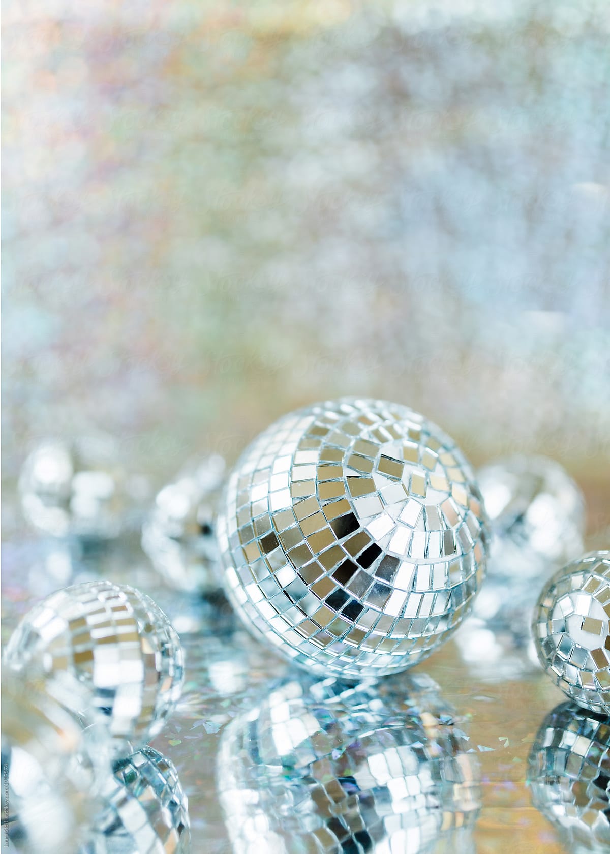 "Glittery Silver Disco Balls Still Life" by Stocksy Contributor "Laura ...