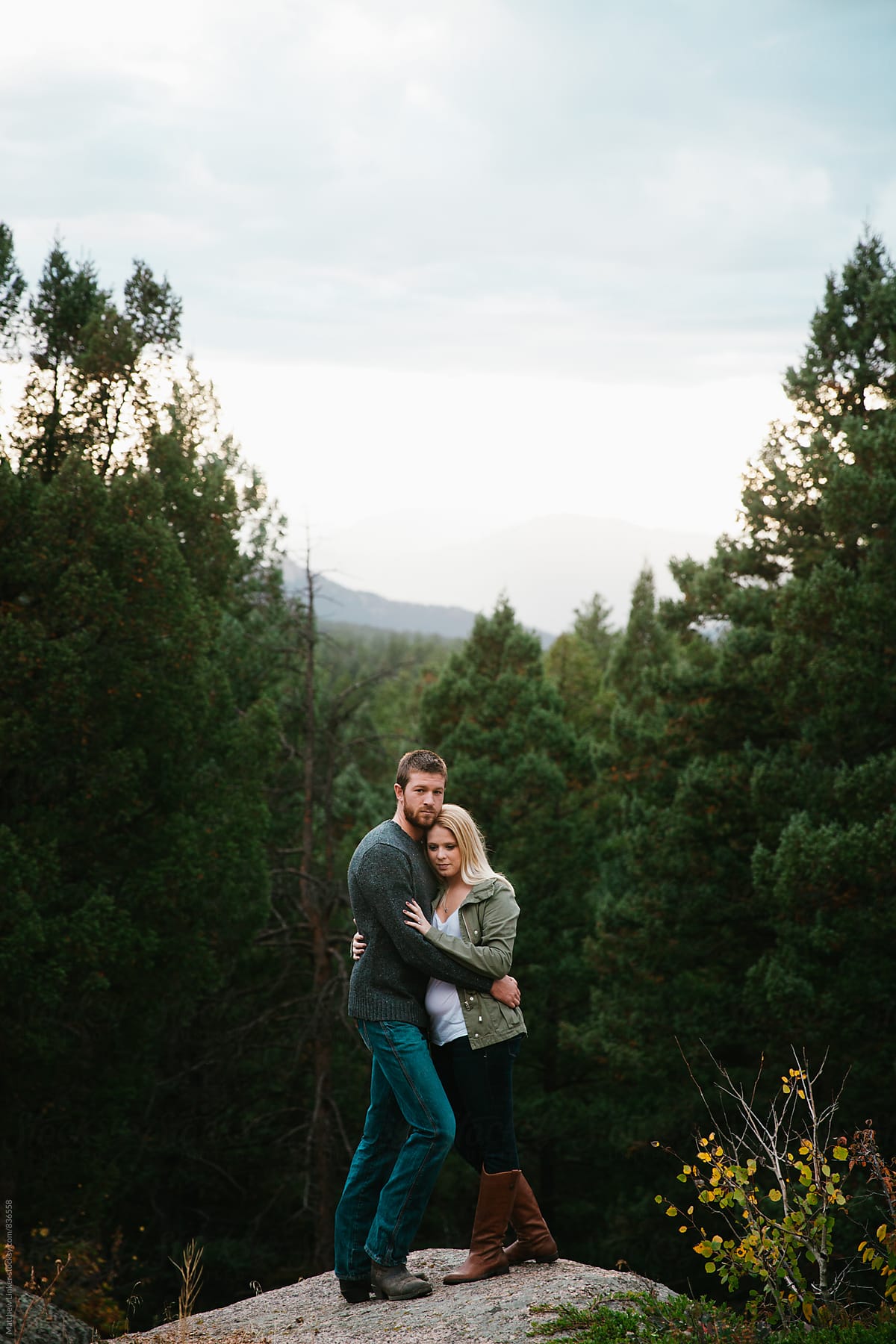 "Woodsy Engagement Shoot" by Stocksy Contributor "Matthew Linker" - Stocksy
