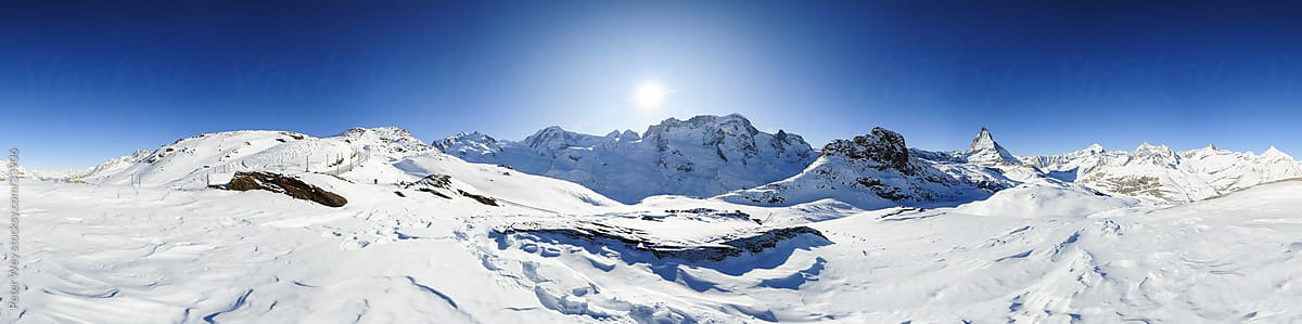 "360 Degree Mountain Panorama From Riffelberg Above Zermatt With" by ...