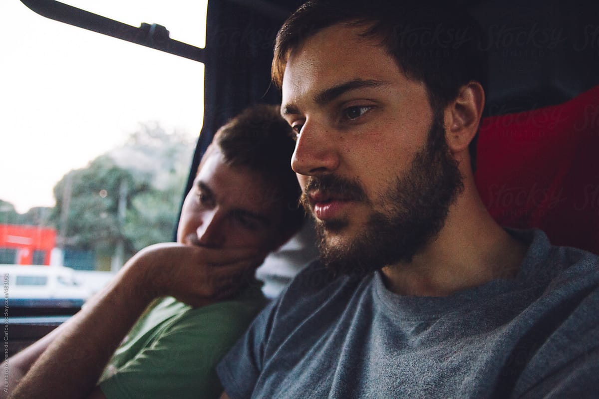 "Two Friends Traveling On A Bus At Sunset" by Stocksy Contributor ...