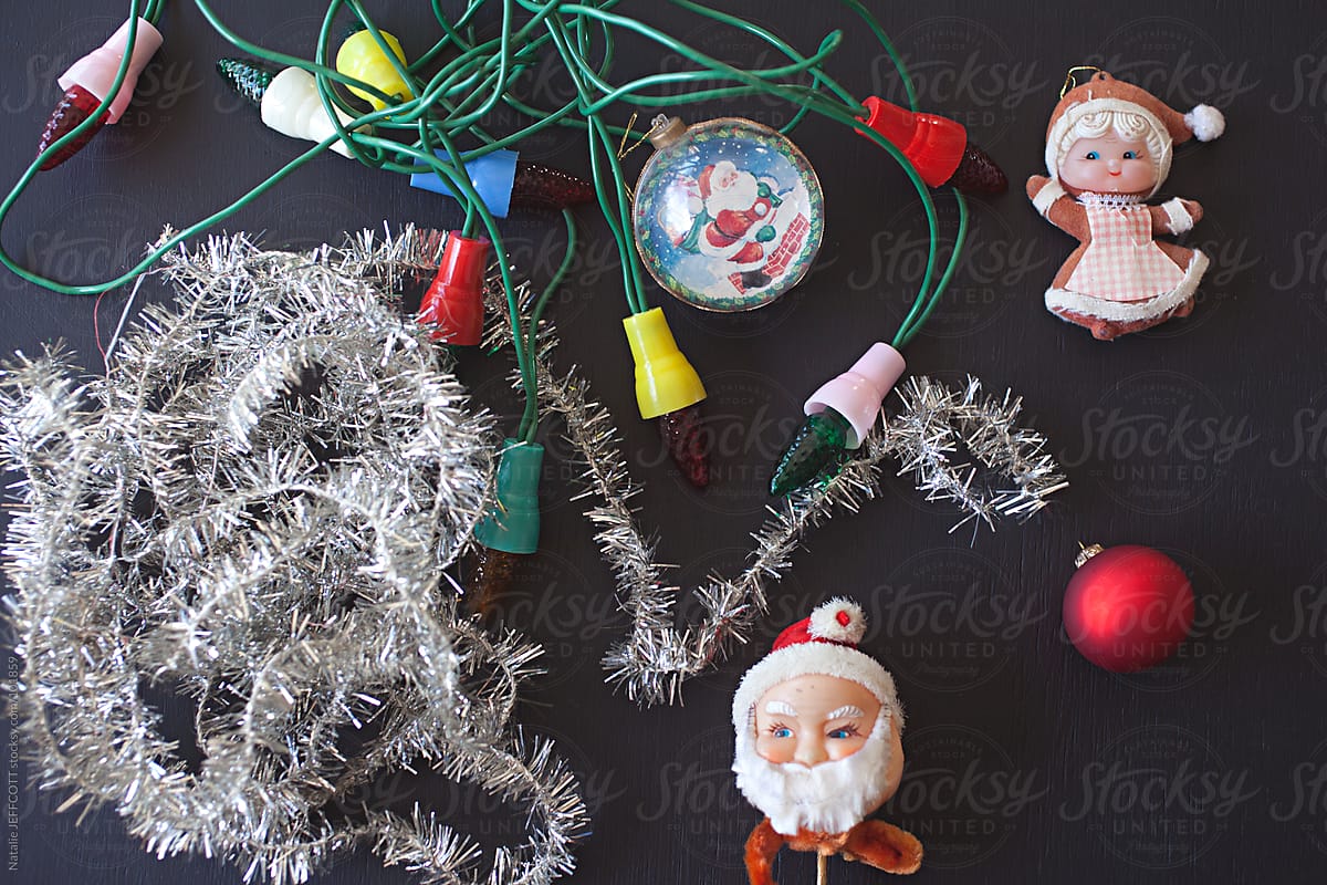"Collection Of Christmas Decorations Ready To Hang On The Tree" by ...