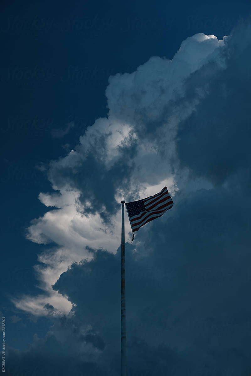 American Flag In A Storm