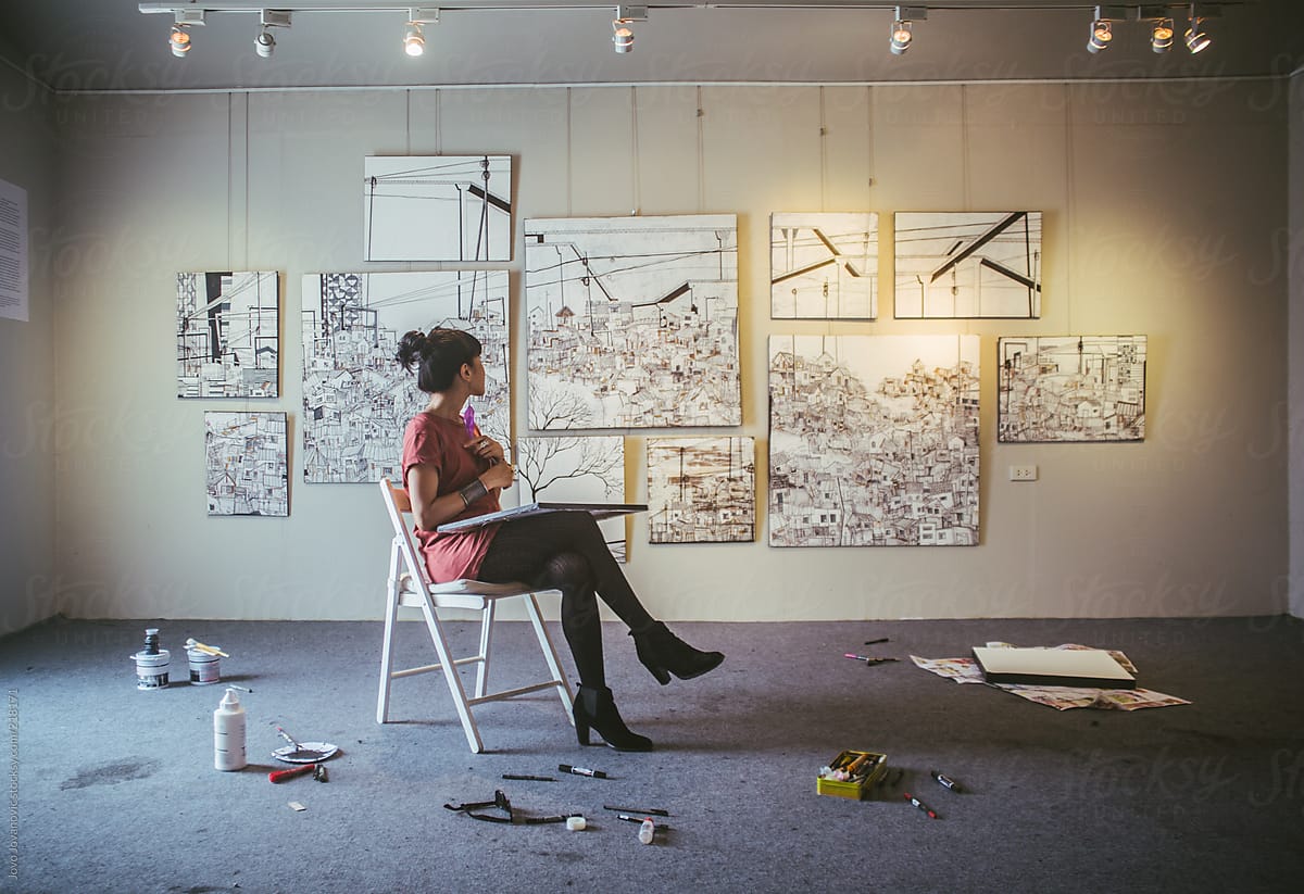 "Woman Artist Working On Her New Art Project Indoors" by Stocksy ...