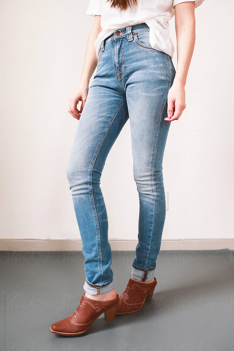 "Woman Standing Casually Wearing Denim" by Stocksy Contributor "Pink ...