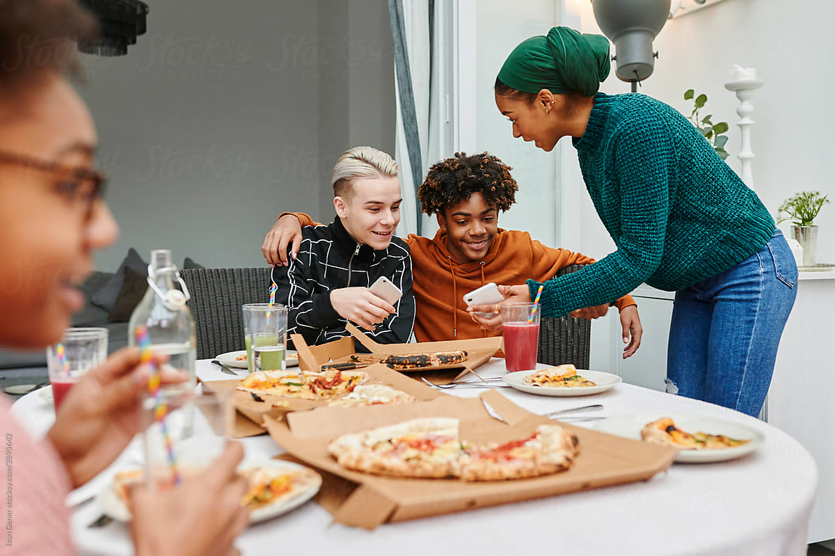 "Kids Having Fun At A Pizza Party" by Stocksy Contributor "Ivan Gener ...