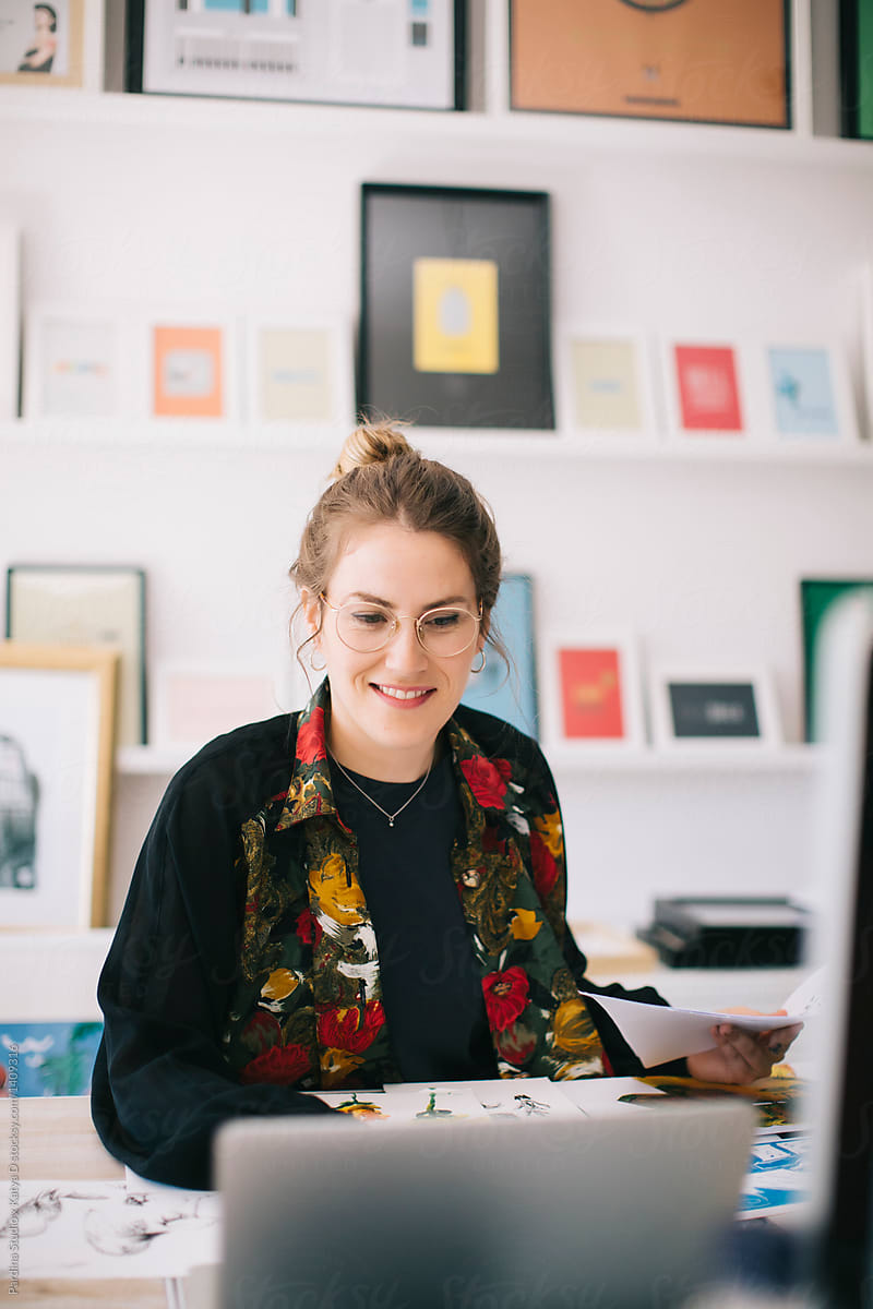 "Cheerful Woman Graphic Designer" by Stocksy Contributor "Javier ...