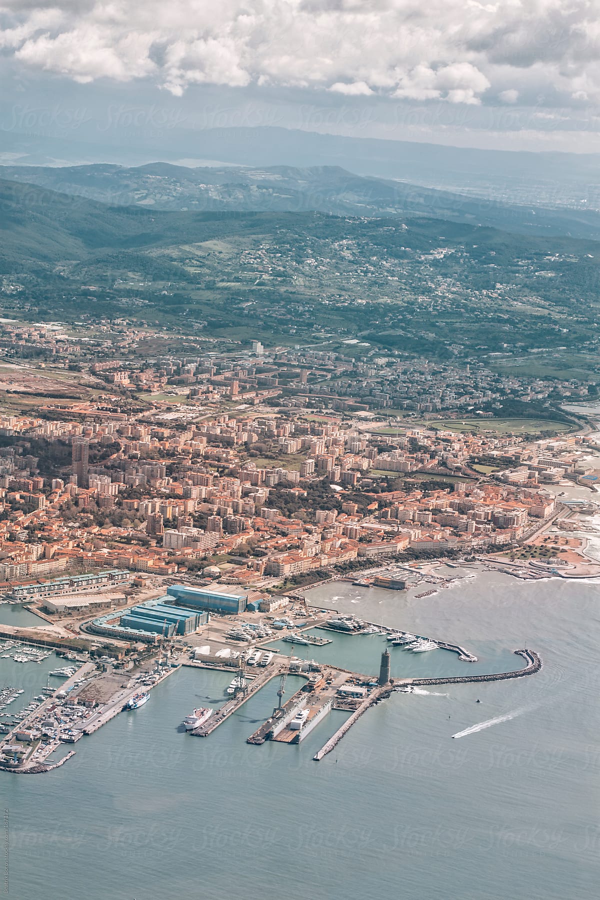 "Bird's Eye View Of A Busy Port" by Stocksy Contributor "Beatrix Boros ...