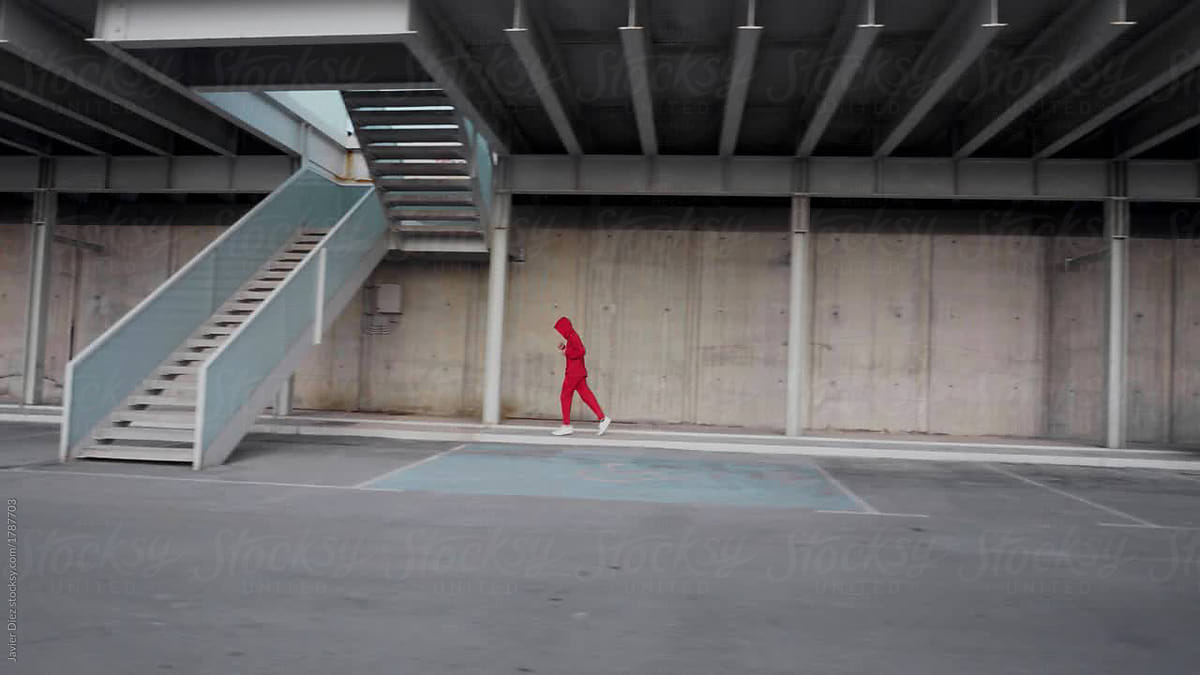 "Boxing Man In Red Running At Street" by Stocksy Contributor "Javier ...
