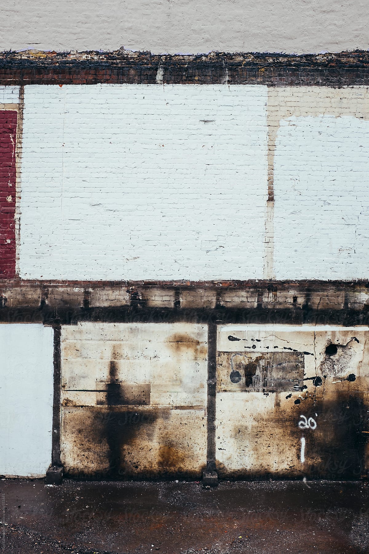 "Detail Of Painted, Old And Weathered Wall Of Demolished Building" by ...