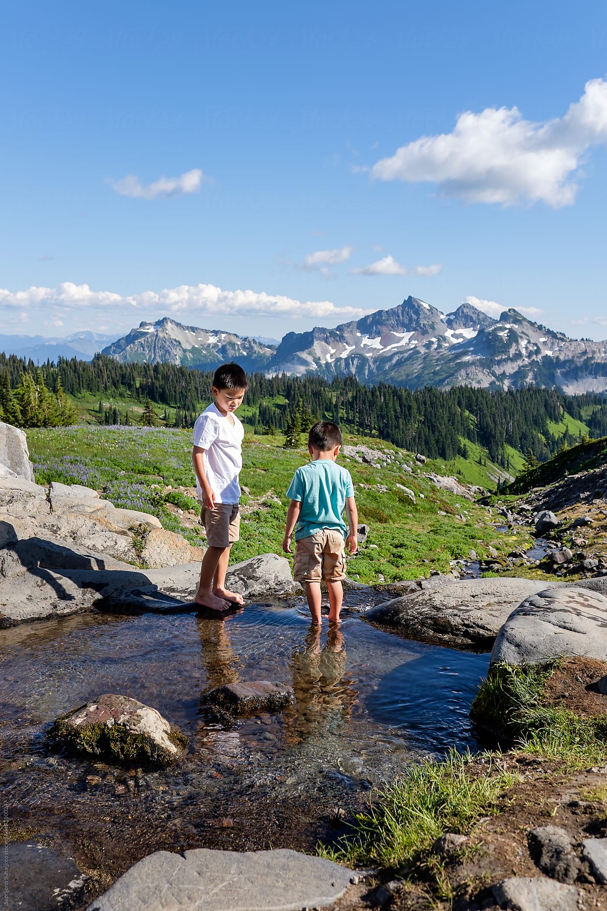 «Young Boys Outdoor Enjoying The View Of The Beautiful Mountain S» del ...