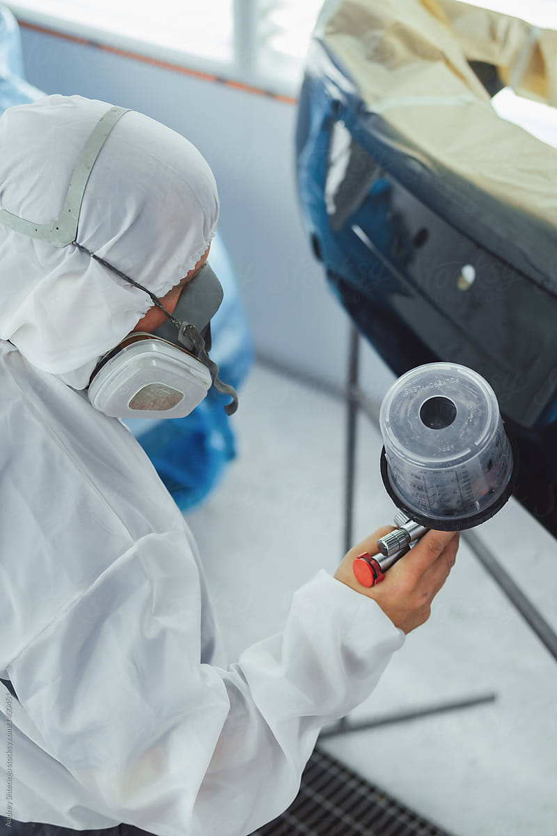 "Worker/painter Working On Car Bodywork In Paint Chamber/workshop." by ...