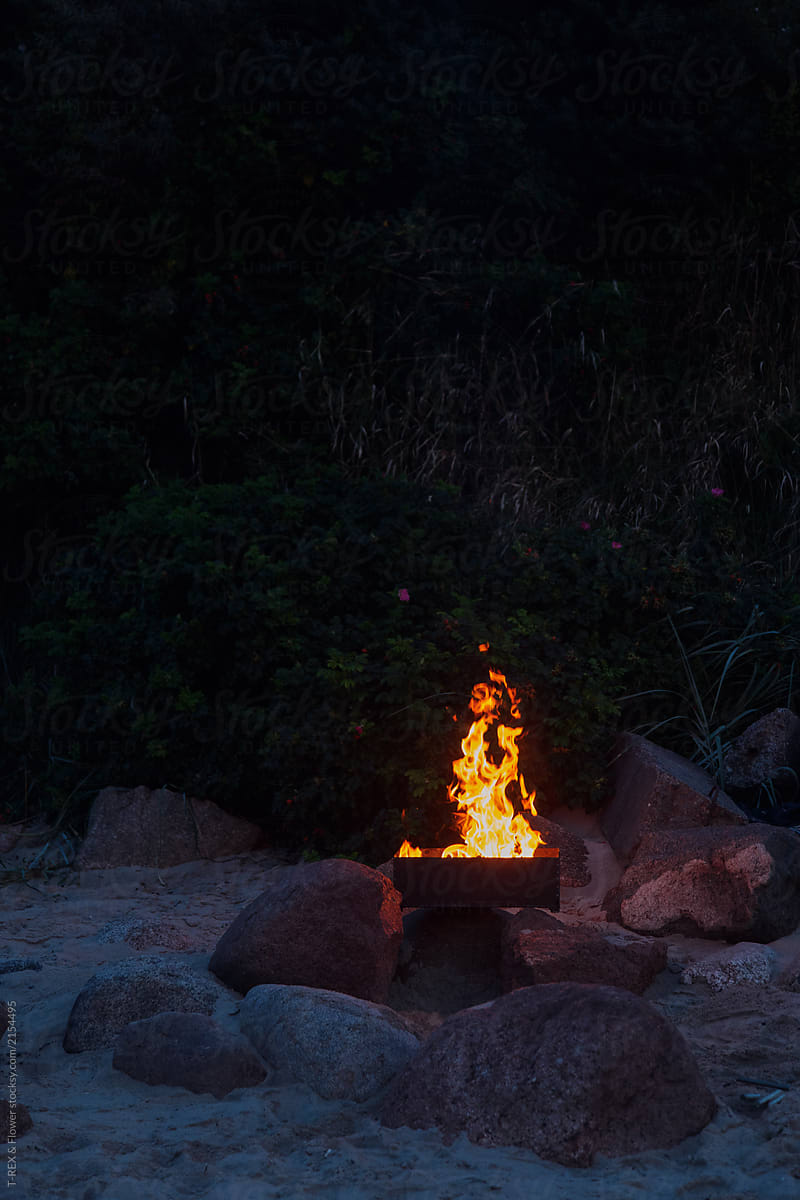 "Bonfire Blazing At Stones" by Stocksy Contributor "Danil Nevsky" - Stocksy