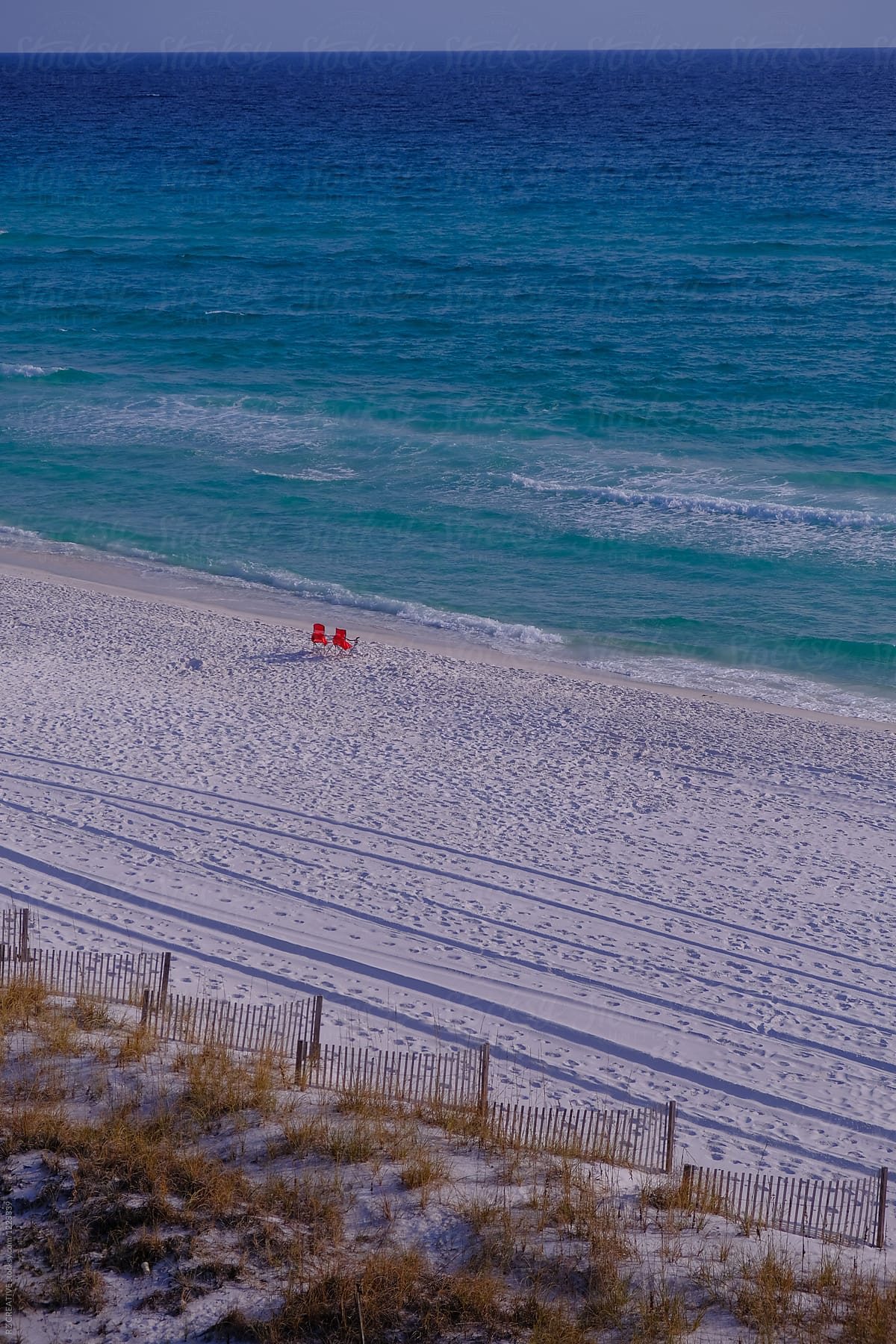 "Two Red Chairs On The Beach." by Stocksy Contributor "RZCREATIVE ...
