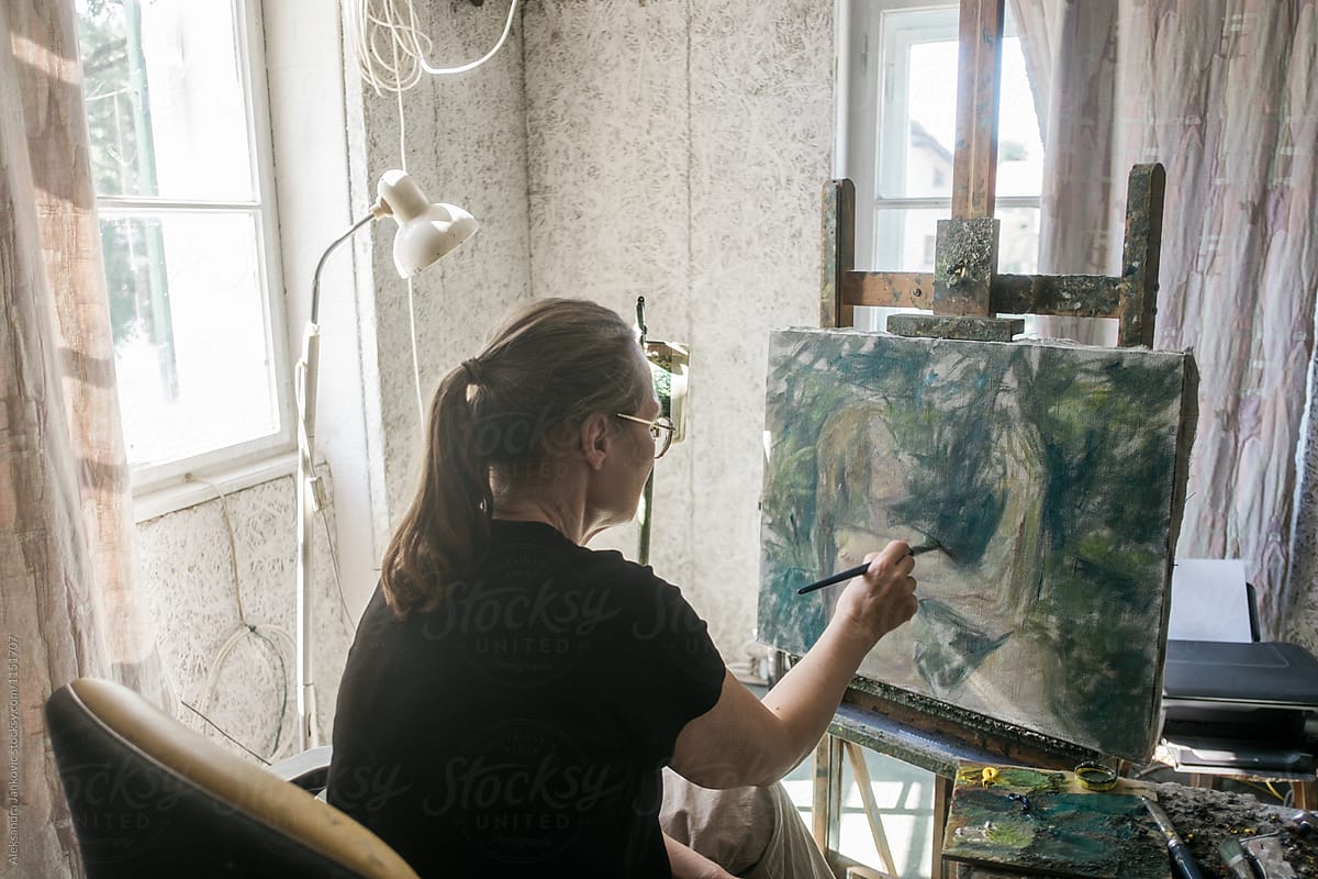 "Anonymous Female Painter Working On Canvas" by Stocksy Contributor ...