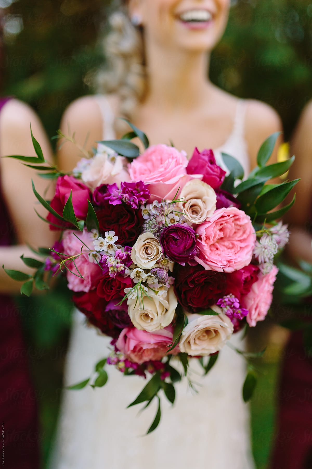 "Happy Bride Holding Beautiful Flower Bouquet" by Stocksy Contributor ...