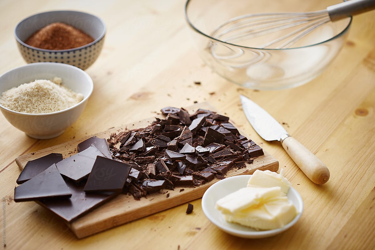 "Chopped Chocolate, Butter, Sugar And Almond Flour" by Stocksy ...