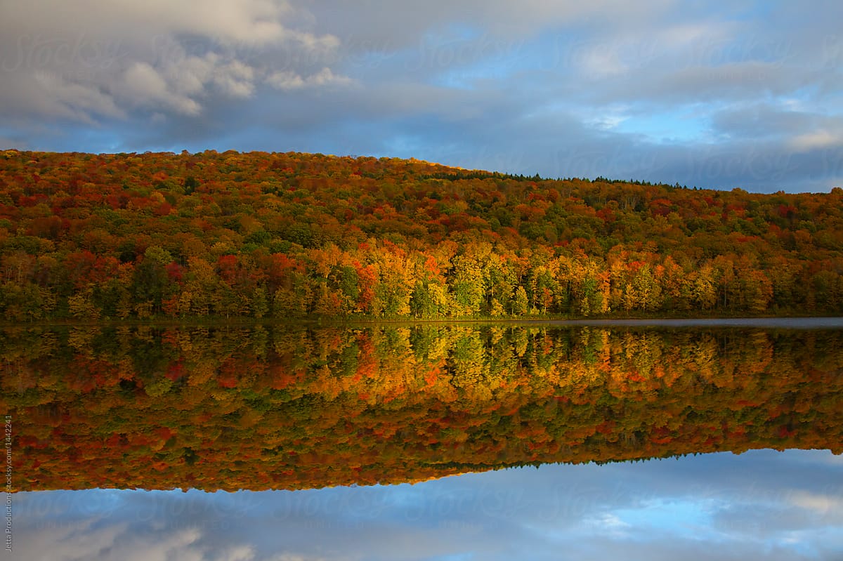 "Fall Color Reflected On Lake." by Stocksy Contributor "Walter and Deb ...