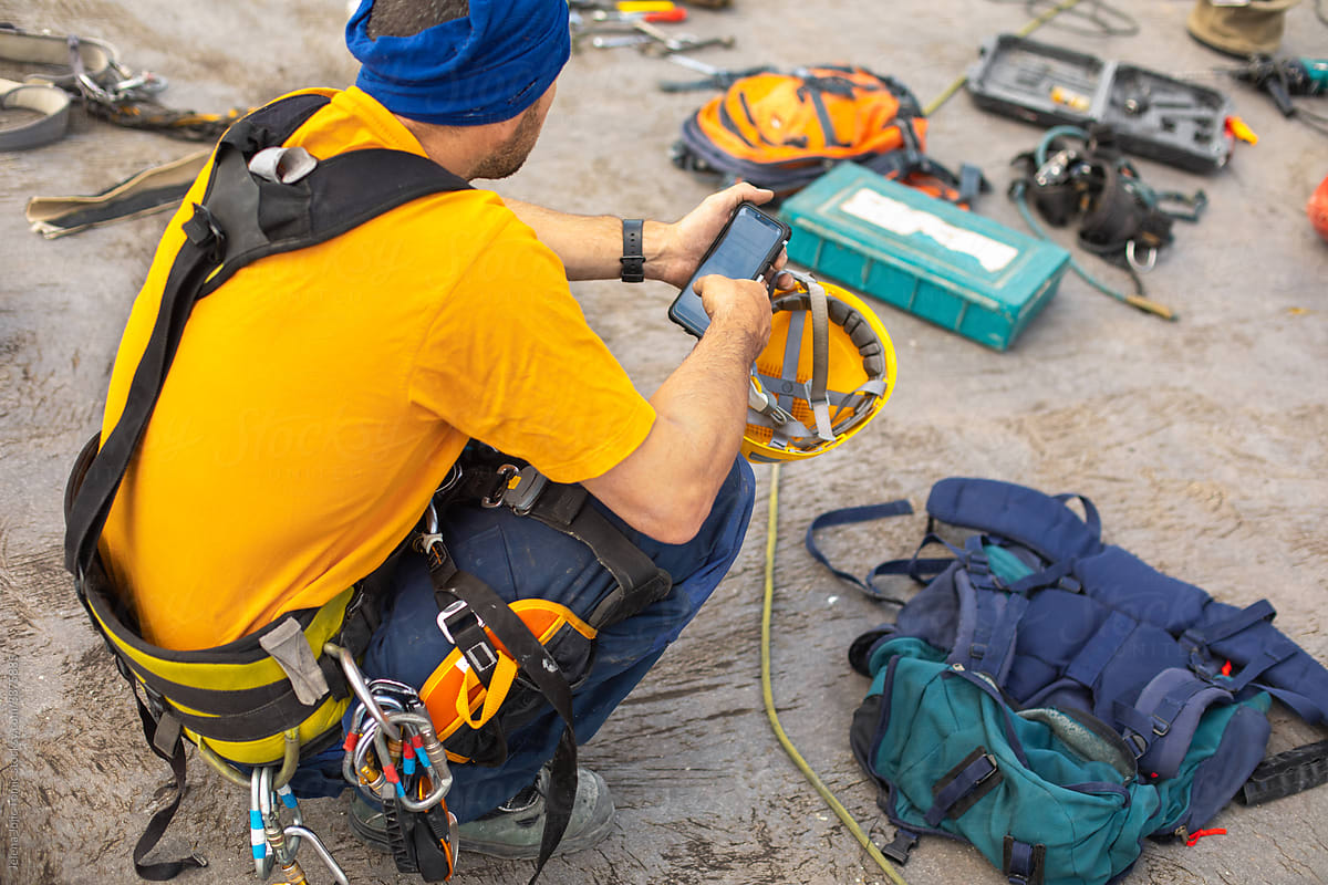 Working At Elevations Rope Access High altitude Outdoor Work Stock Working At Elevations Rope Access High altitude Outdoor Work Stock