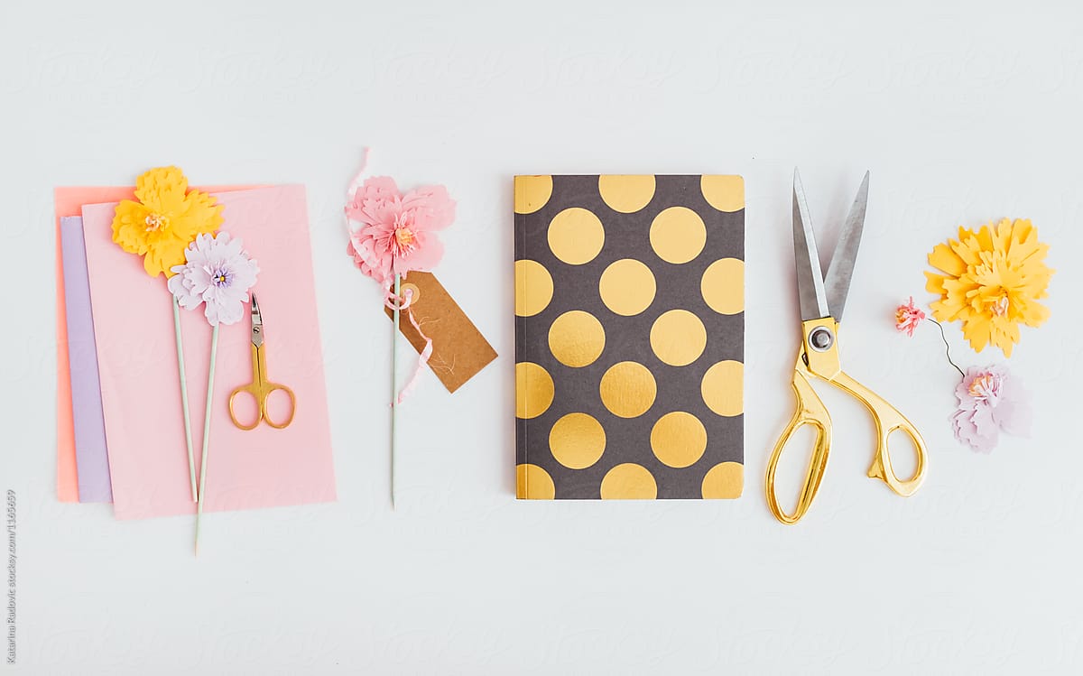 "Materials For DIY Paper Flower" by Stocksy Contributor "Katarina ...